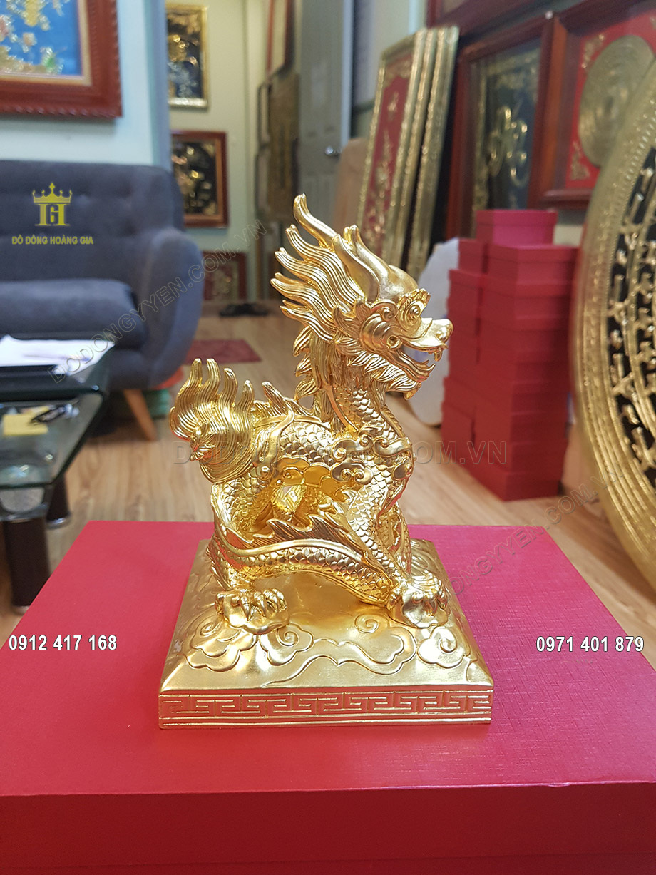 Tượng Đồng Linh Vật Rồng Dát Vàng 9999