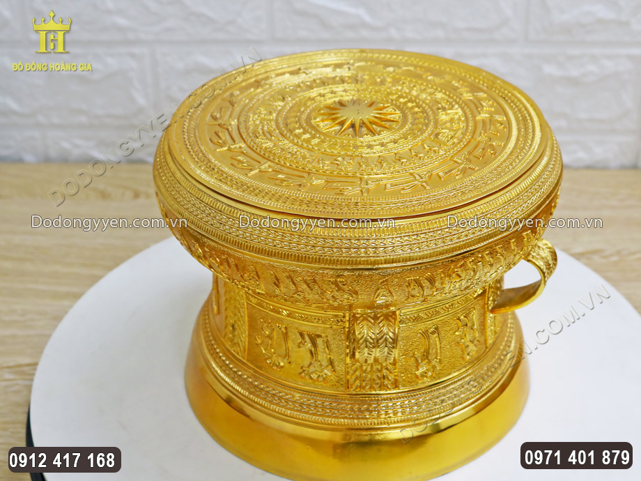 Quả Trống Đồng Mini Dát Vàng 9999 Cao Cấp