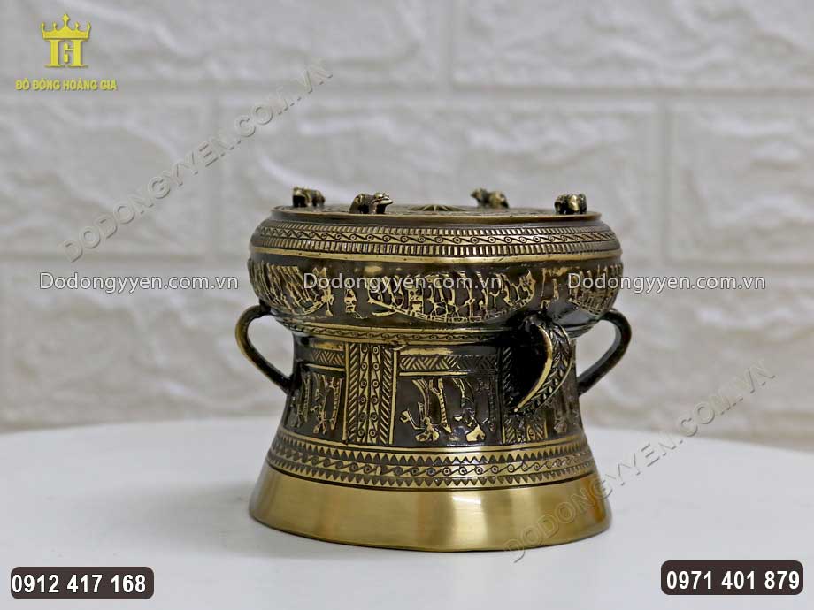 Quả Trống Đồng Mini Hun Đen Giả Cổ Cao Cấp (Có Cóc)