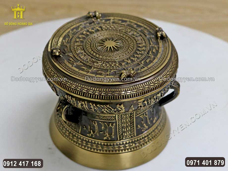 Quả Trống Đồng Mini Hun Đen Giả Cổ Cao Cấp (Có Cóc)