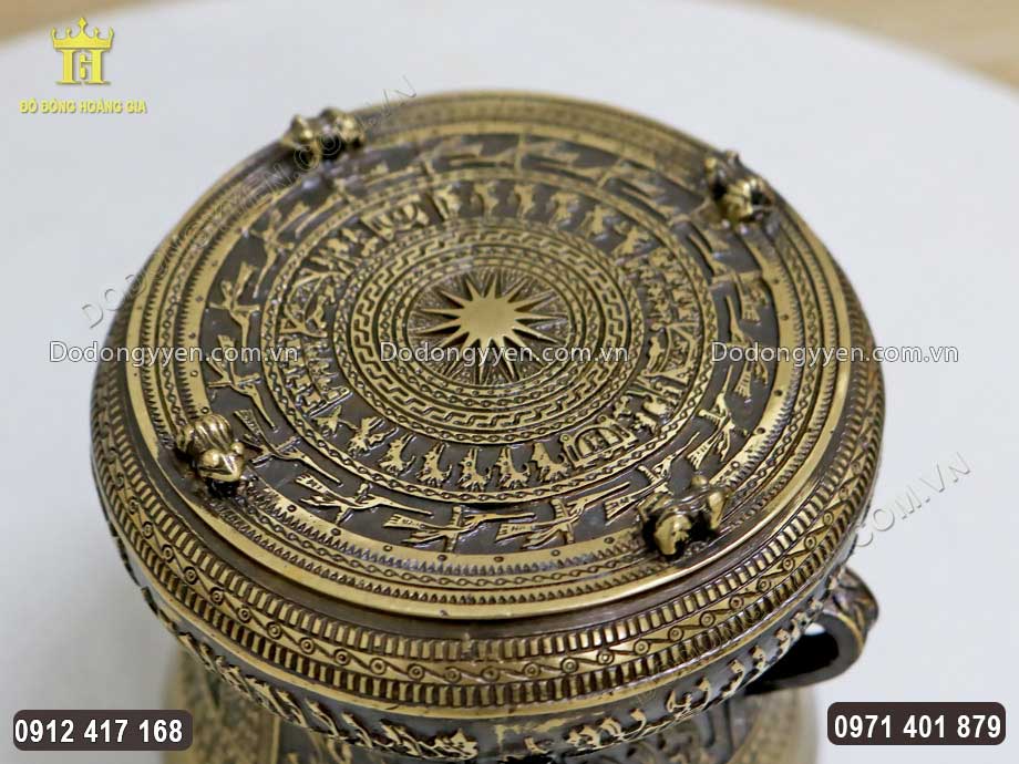 Quả Trống Đồng Mini Hun Đen Giả Cổ Cao Cấp (Có Cóc)