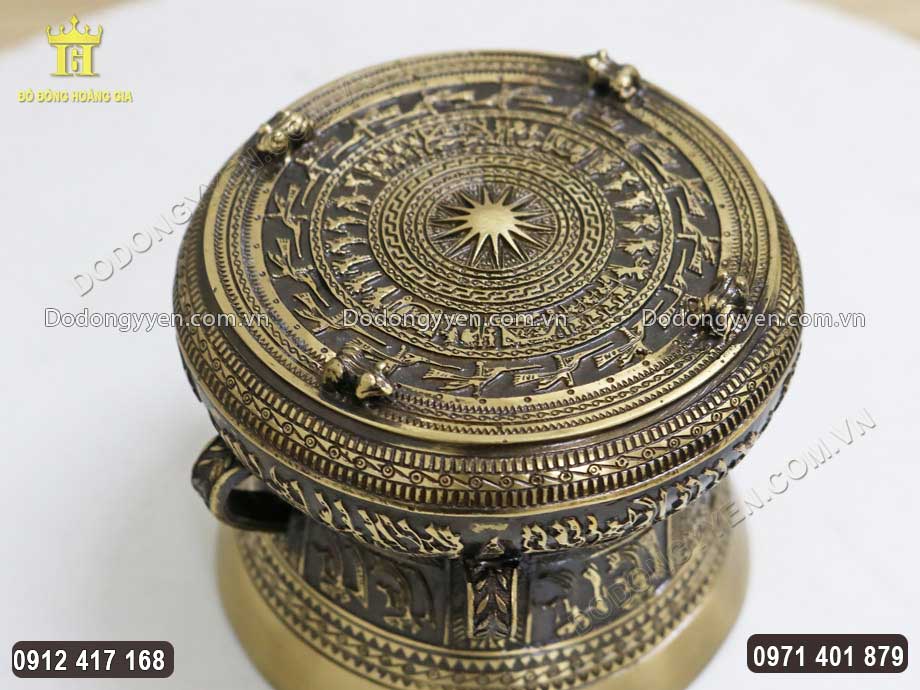 Quả Trống Đồng Mini Hun Đen Giả Cổ Cao Cấp (Có Cóc)