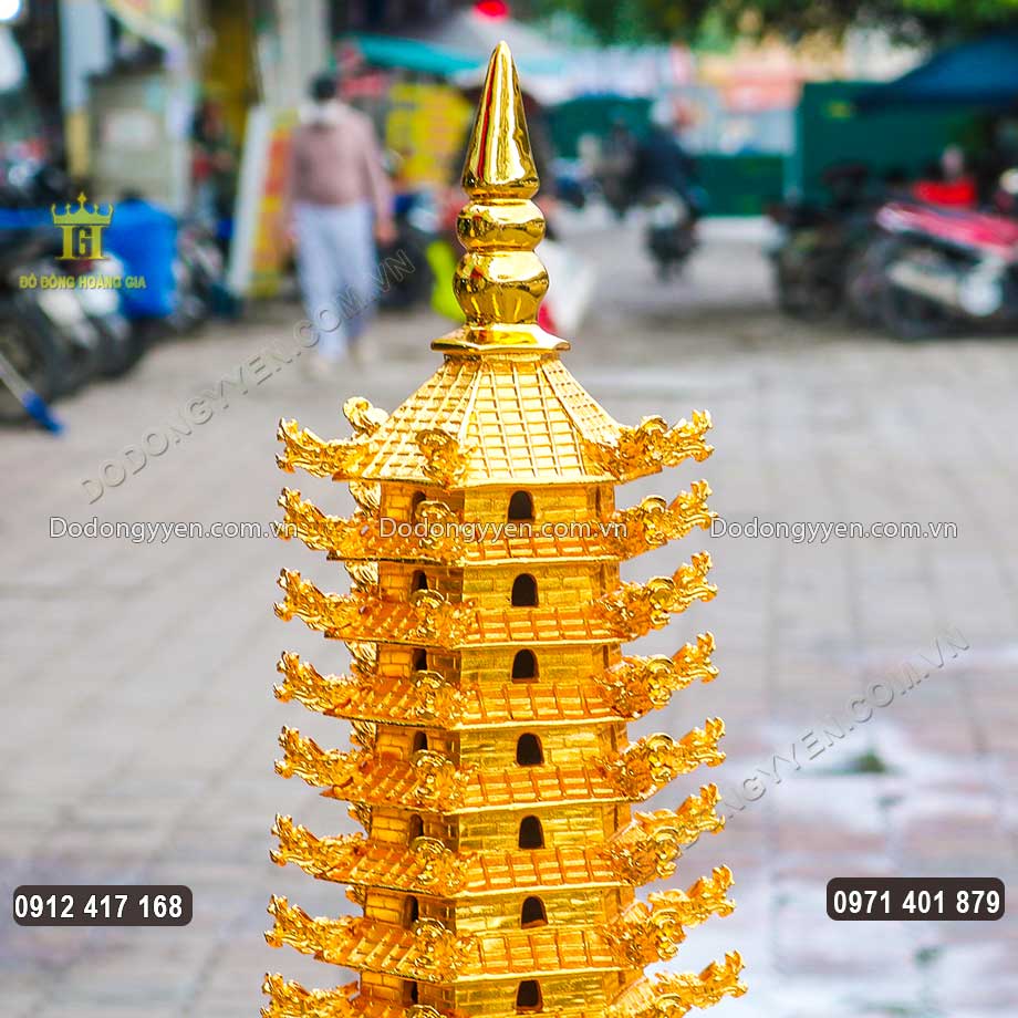 Tháp Văn Xương 9 Tầng Đầu Rồng Mạ Vàng 24K