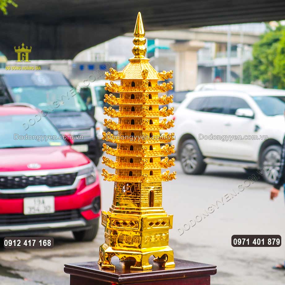 Tháp Văn Xương 9 Tầng Đầu Rồng Mạ Vàng 24K
