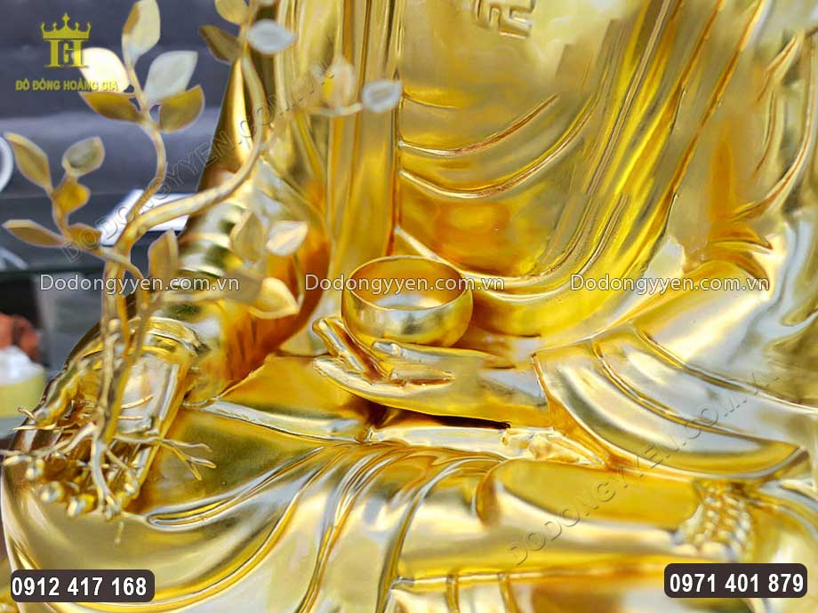 Tượng Phật Dược Sư Bằng Đồng Dát Vàng 9999 Cao 68Cm