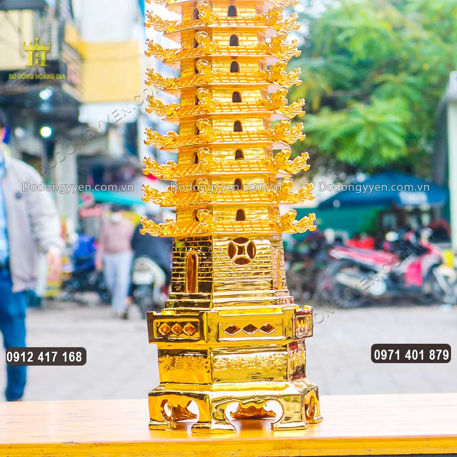 Tháp Văn Xương 9 Tầng Đầu Rồng Mạ Vàng 24K
